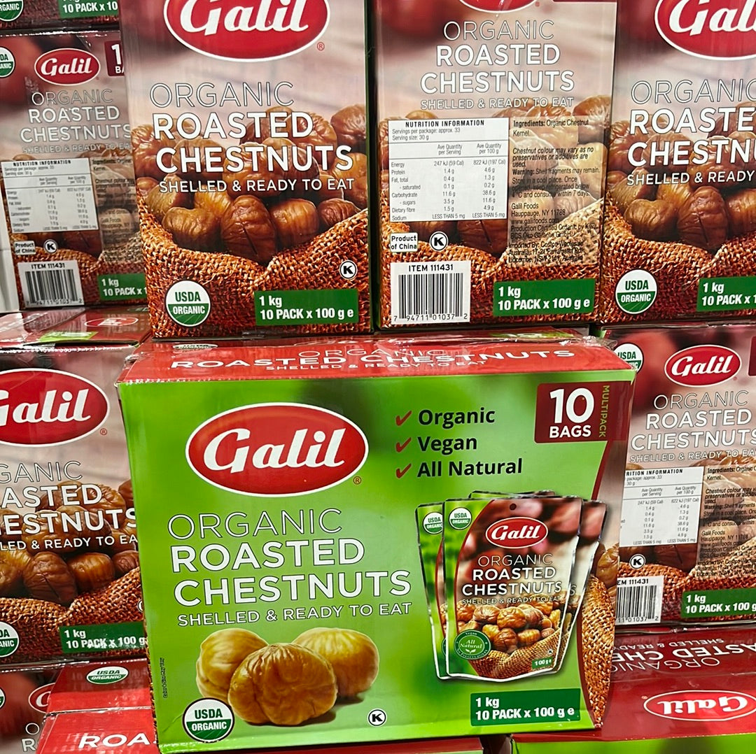 GALIL ORGANIC ROASTED CHESTNUTS 10 X 100G – HORO.co.nz