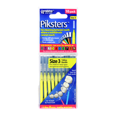 Piksters Interdental Brushes Yellow Handle Size 3 10ea – HORO.co.nz